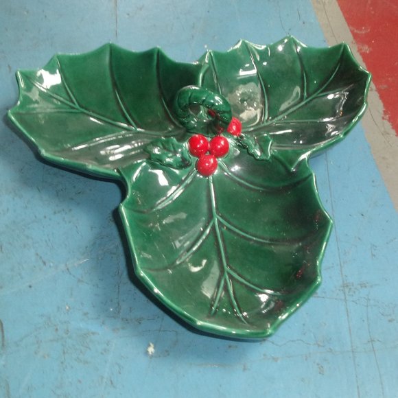 Lefton | Dining | Lefton Holly Berry 3 Section Divided Candy Dish Tray ...